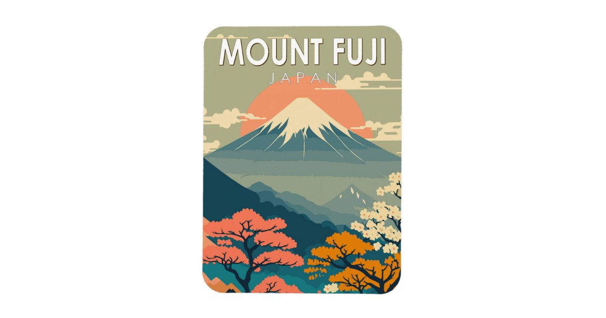 Mount Fuji Japan Travel Art Vintage Magnet | Zazzle