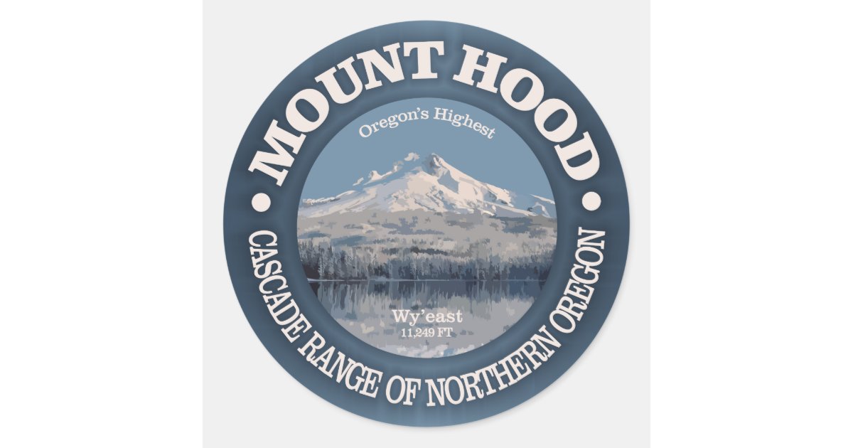 Mount Hood (winter) Classic Round Sticker | Zazzle