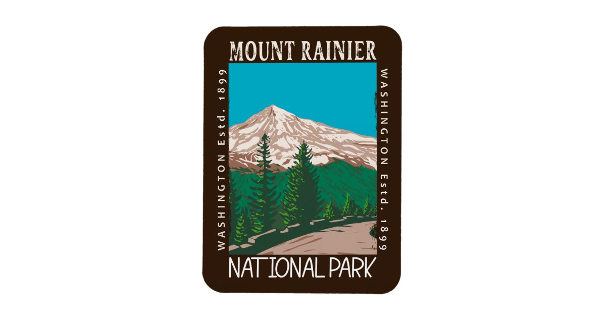 Mount Rainier National Park Vintage Distressed Magnet | Zazzle