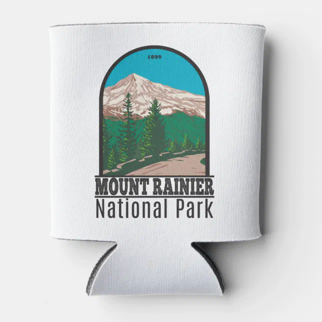 Mount Rainier National Park Washington Vintage Can Cooler | Zazzle