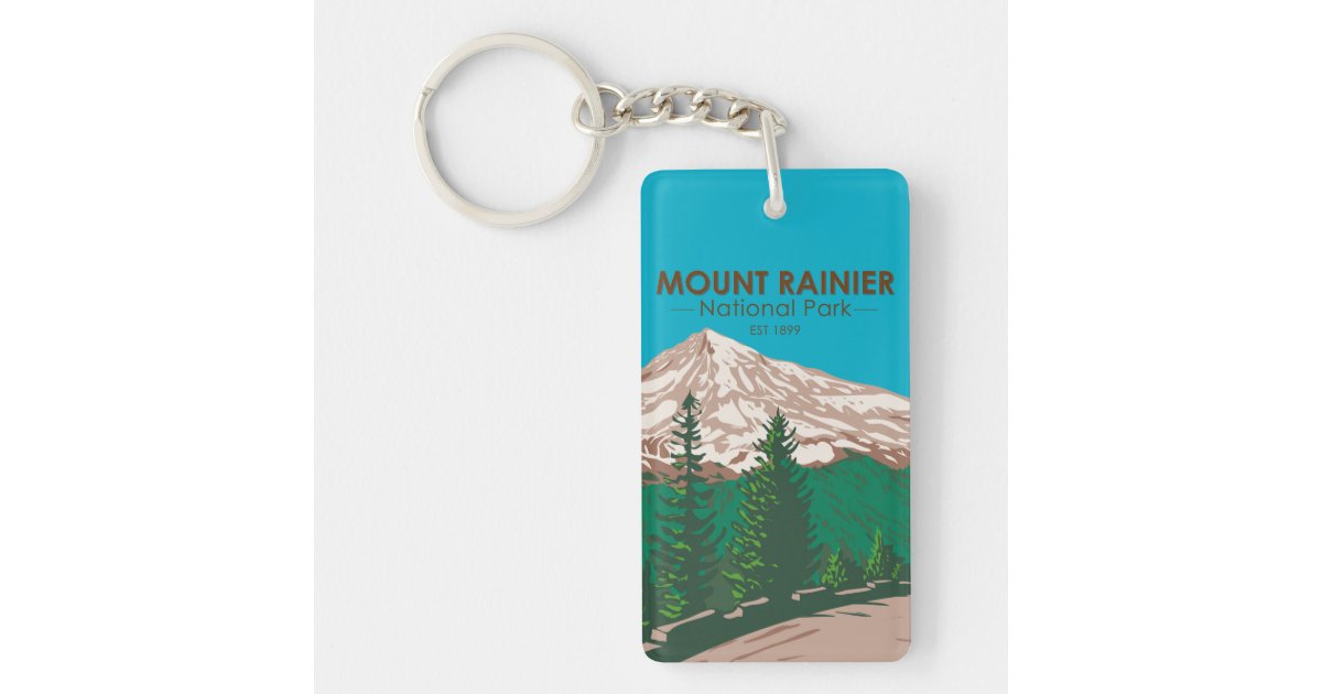Mount Rainier National Park Washington Vintage Keychain | Zazzle