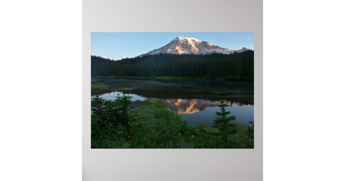 Mount Rainier Reflected Sunrise II Poster | Zazzle