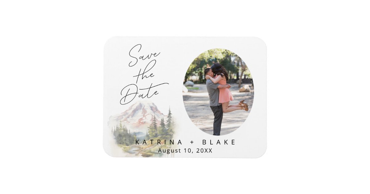 Mount Rainier Save the Date Flexible Photo Magnet | Zazzle