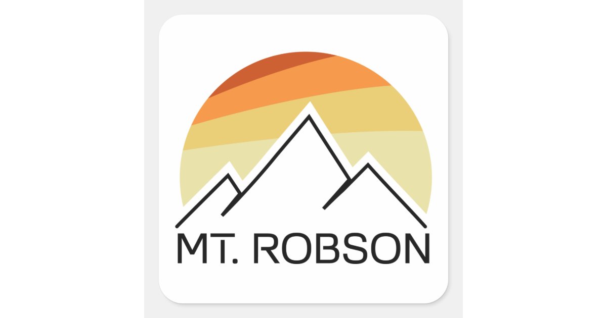 Mount Robson Retro Square Sticker | Zazzle
