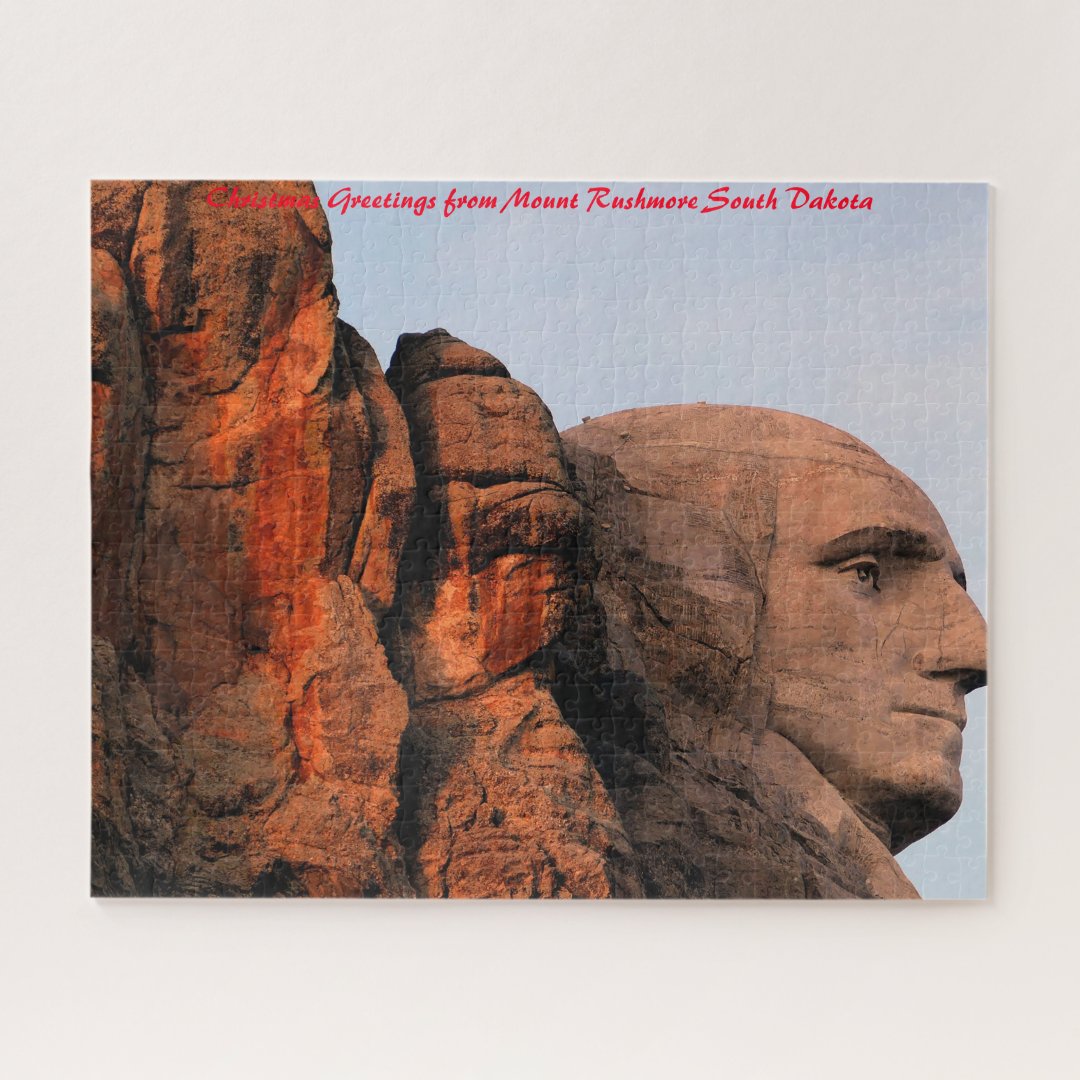 Mount Rushmore South Dakota. Christmas Greetings Jigsaw Puzzle | Zazzle