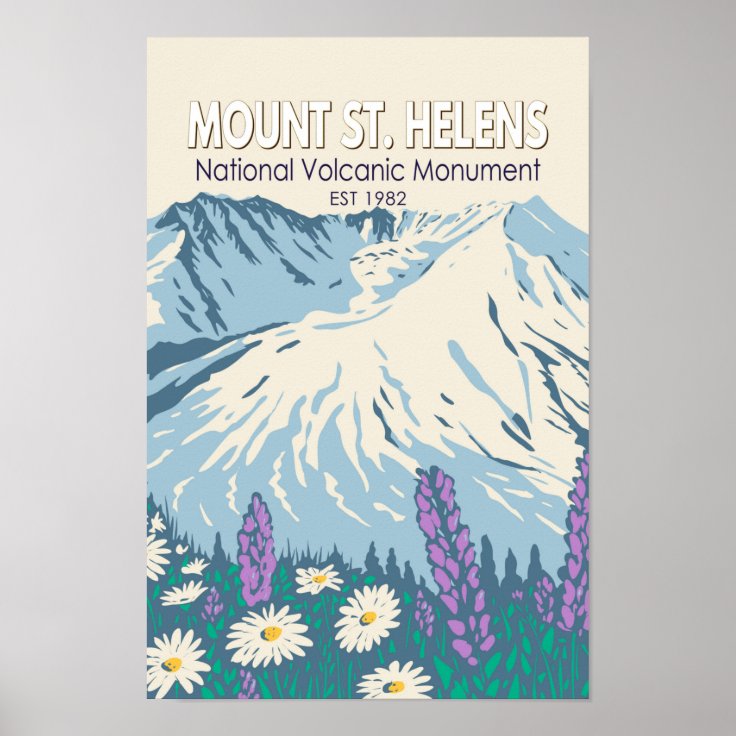Mount St Helens National Volcanic Monument Retro Poster | Zazzle