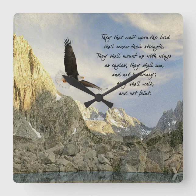 Mount Up With Wings As Eagles Isaiah 40 Square Wall Clock | Zazzle