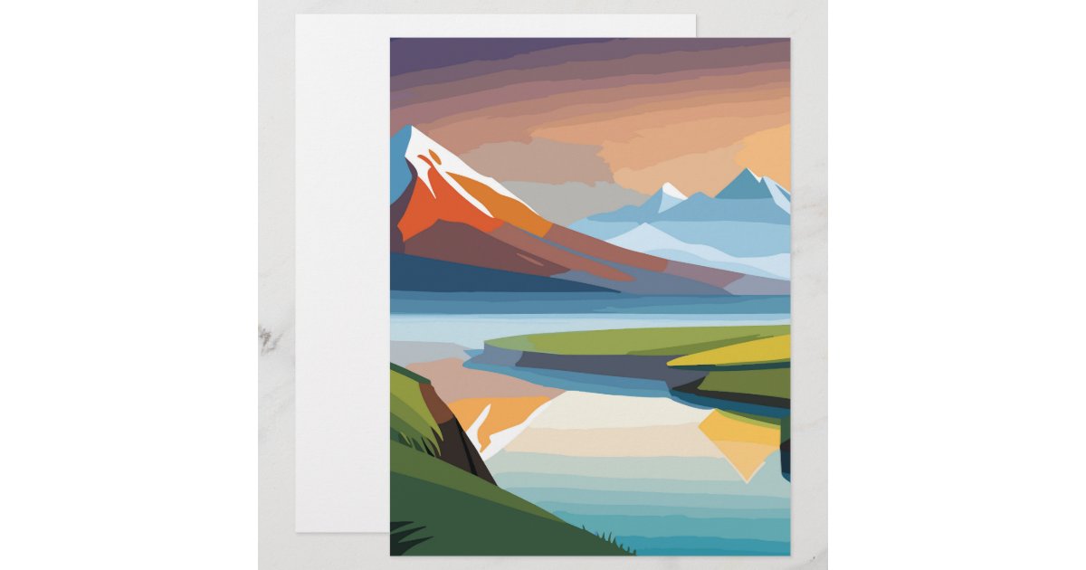 Mountain and Lake Landscape Letterhead | Zazzle