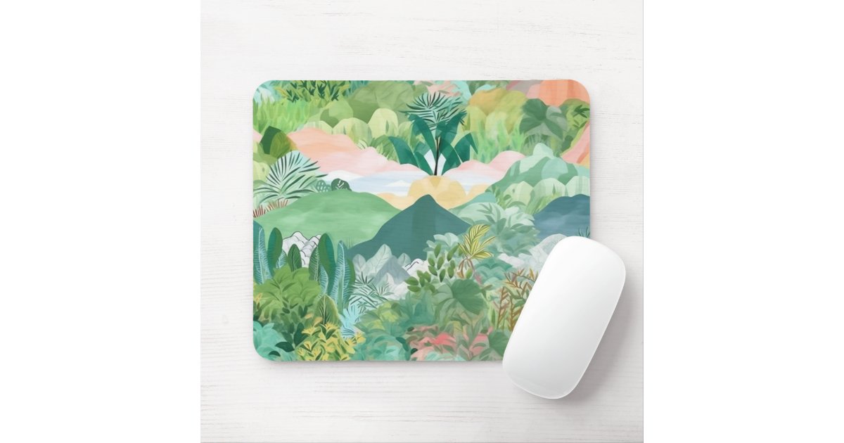 Mountain and Palm Trees Mouse Pad | Zazzle