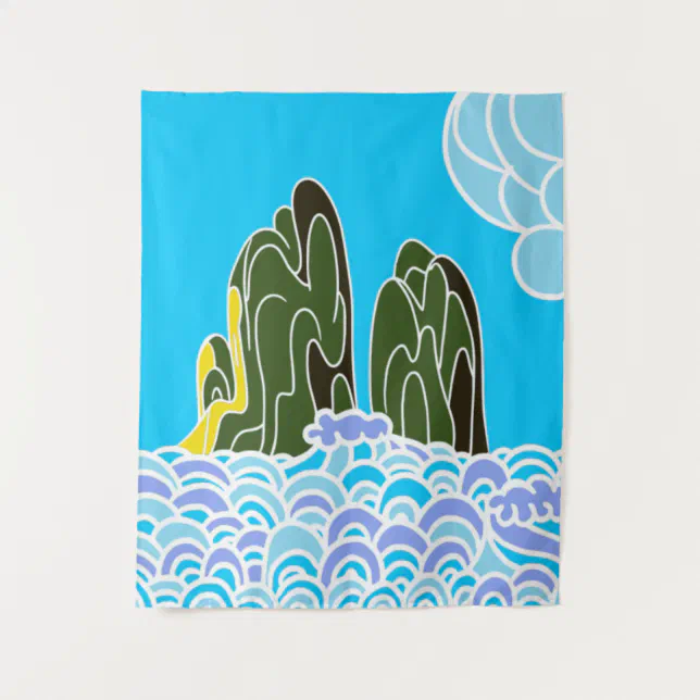Mountain and Sea Medium (50" x 60") Tapestry | Zazzle