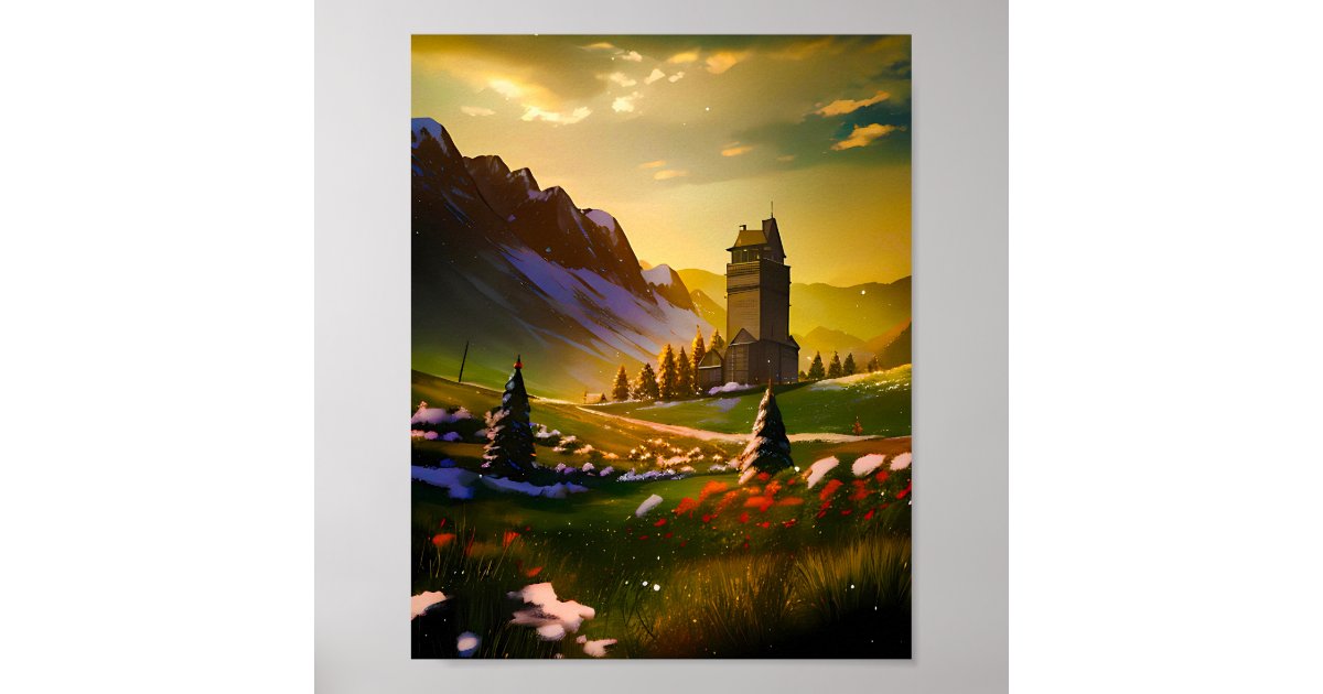 Mountain and Vast Land Print Poster | Zazzle
