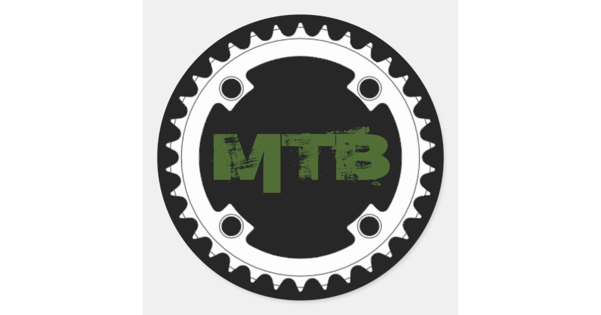 Mountain bike chainring classic round sticker | Zazzle