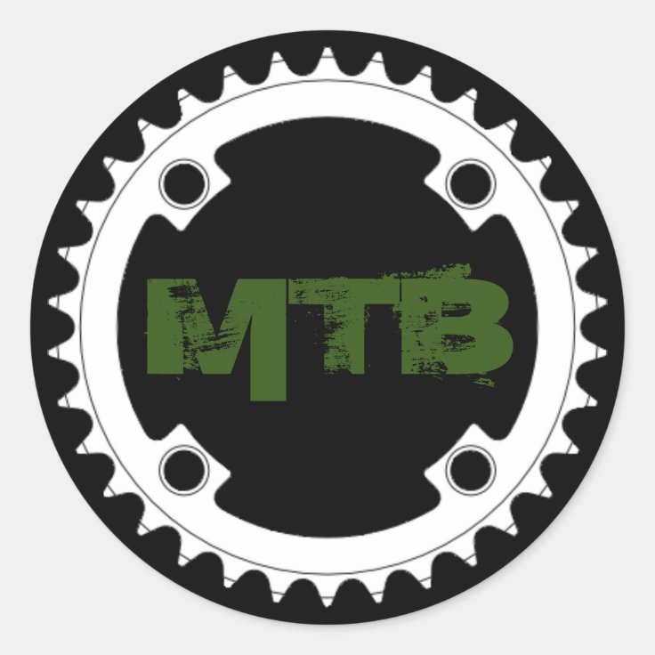 Mountain bike chainring classic round sticker | Zazzle
