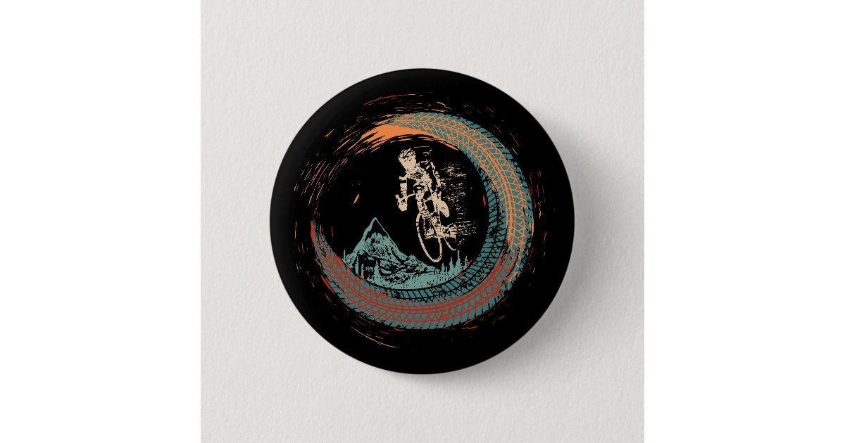 Mountain Bike Downhill MTB Vintage Mountain Biker Button | Zazzle