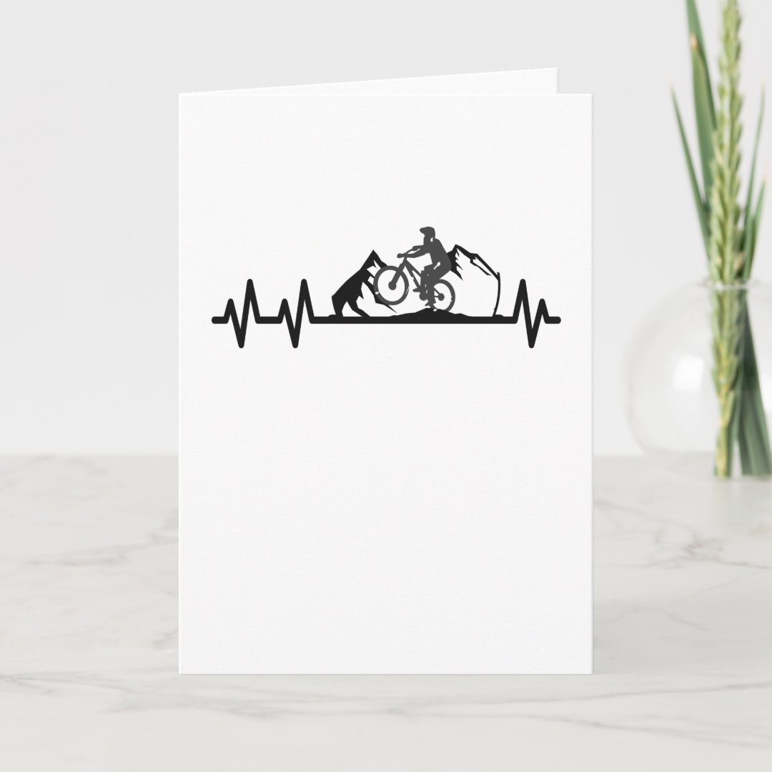 Mountain Bike Heartbeat Pulse Cyclist Card | Zazzle