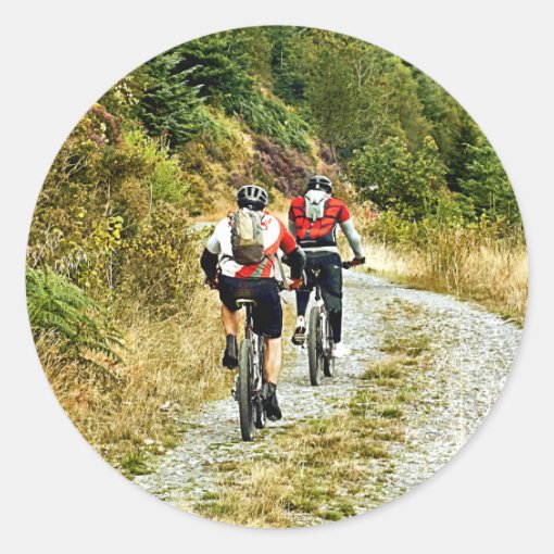 MOUNTAIN BIKING CLASSIC ROUND STICKER | Zazzle