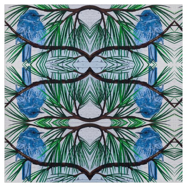 Beautiful Mountain Bluebird Fabric | Zazzle