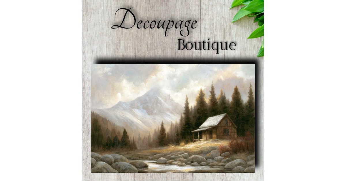Mountain Cabin Landscape Decoupage Tissue Paper | Zazzle