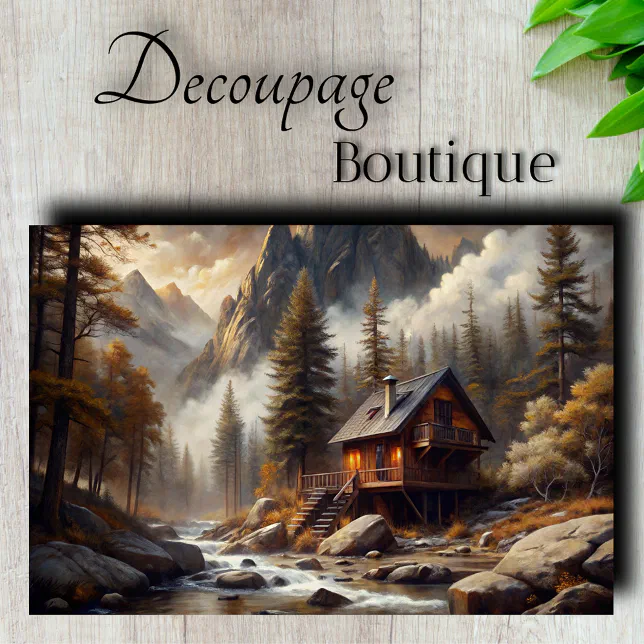 Mountain Cabin Retreat Decoupage Tissue Paper | Zazzle