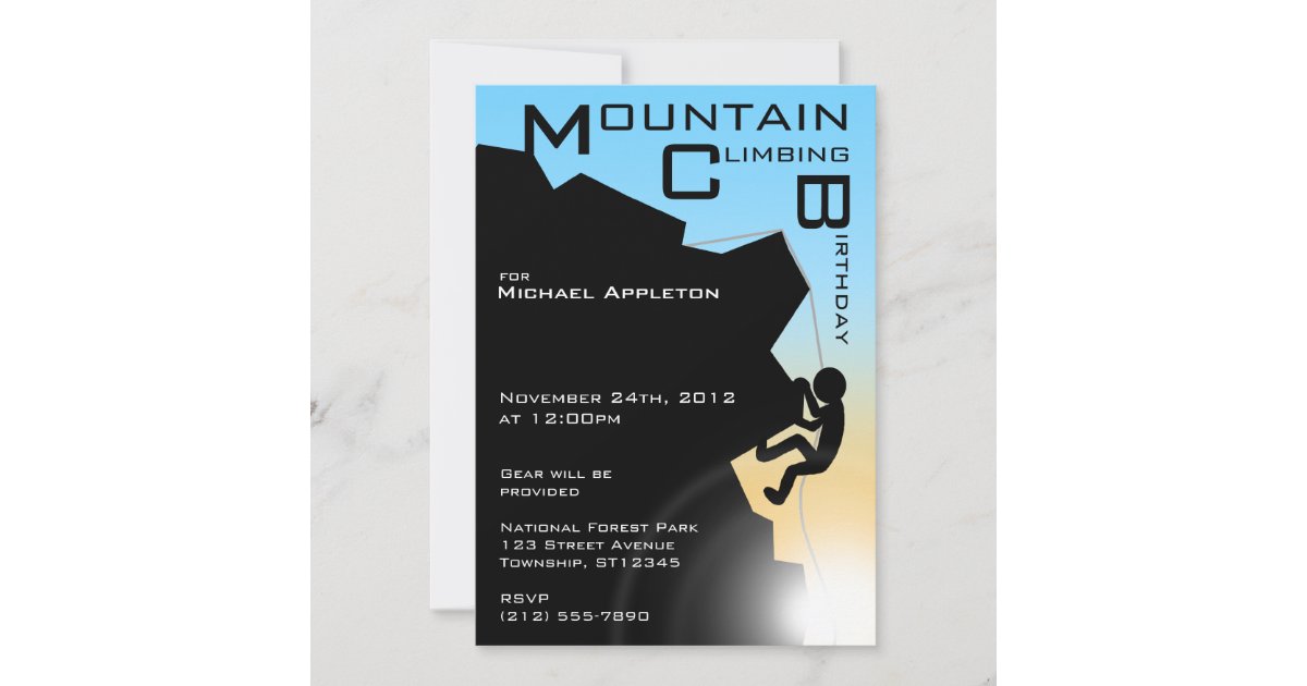 Mountain Climbing Birthday Invitations | Zazzle