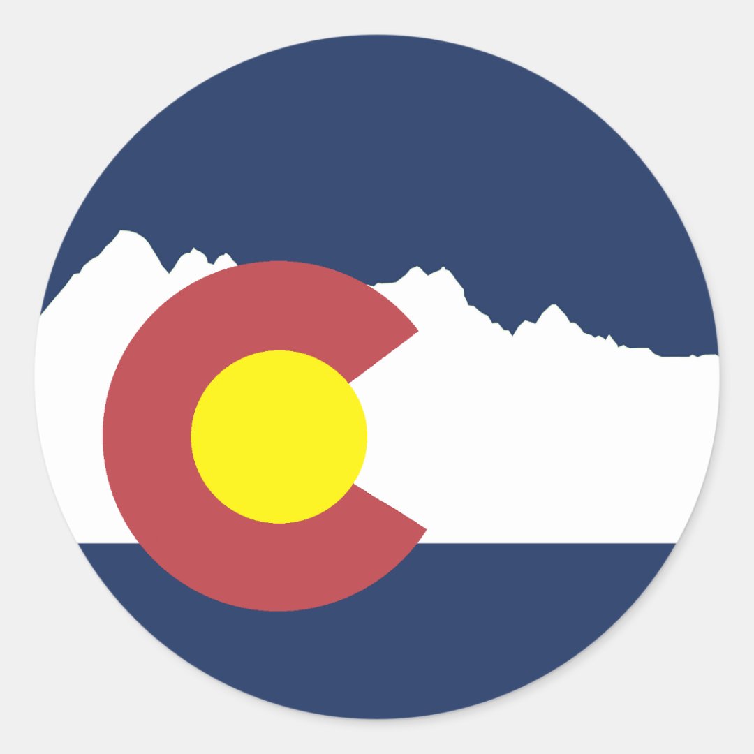 Mountain Colorado Flag Round Sticker | Zazzle