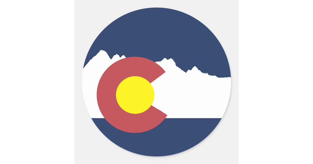 Mountain Colorado Flag Round Sticker | Zazzle