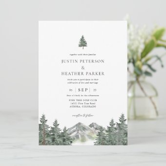 Mountain Forest Pine Tree Mountain Wedding Invitation | Zazzle