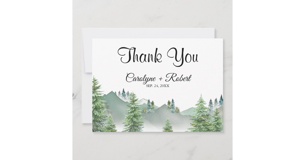Mountain Forest Wedding Thank You Card | Zazzle