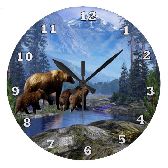 Mountain Grizzlies Animal Wall Clock | Zazzle.com
