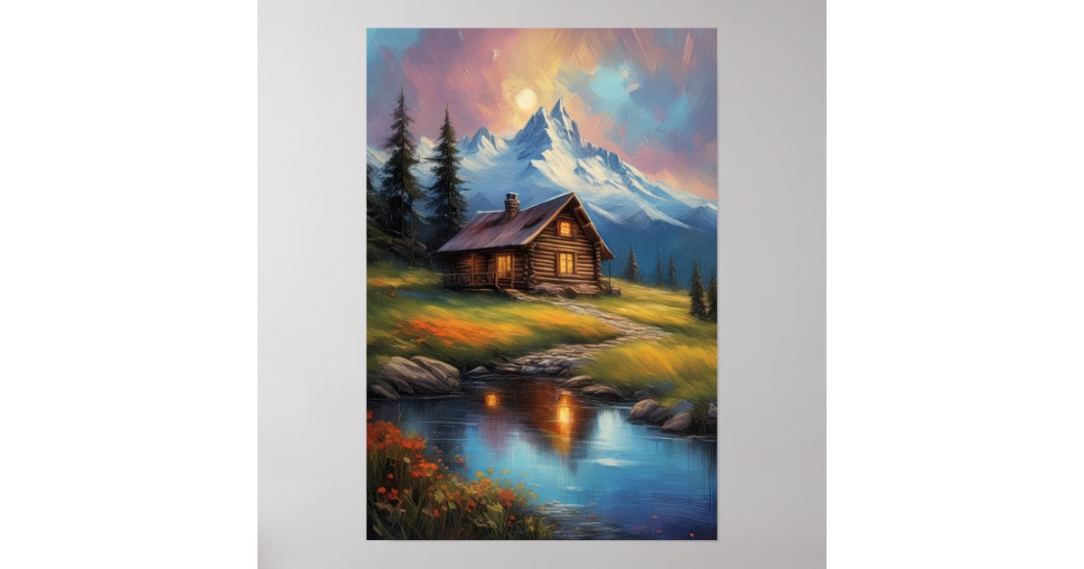 Mountain Haven, Wooden Cabin Poster | Zazzle