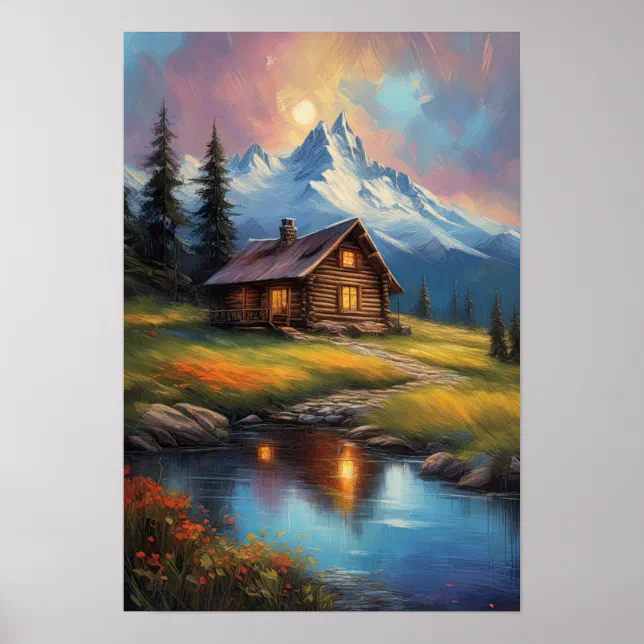 Mountain Haven, Wooden Cabin Poster | Zazzle
