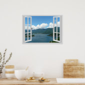 Mountain Lake Faux Window Scene Poster | Zazzle
