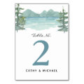 Mountain Lake Watercolor Customized Table Number | Zazzle