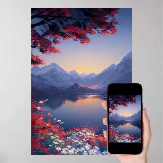 Mountain Lake's Floral Symphony Poster | Zazzle