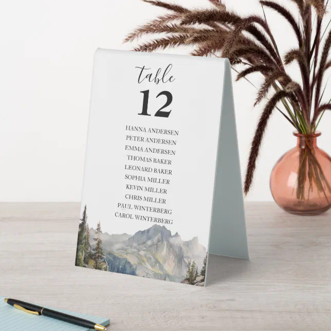 Mountain Lakeside Seating Chart Table Tent Sign | Zazzle