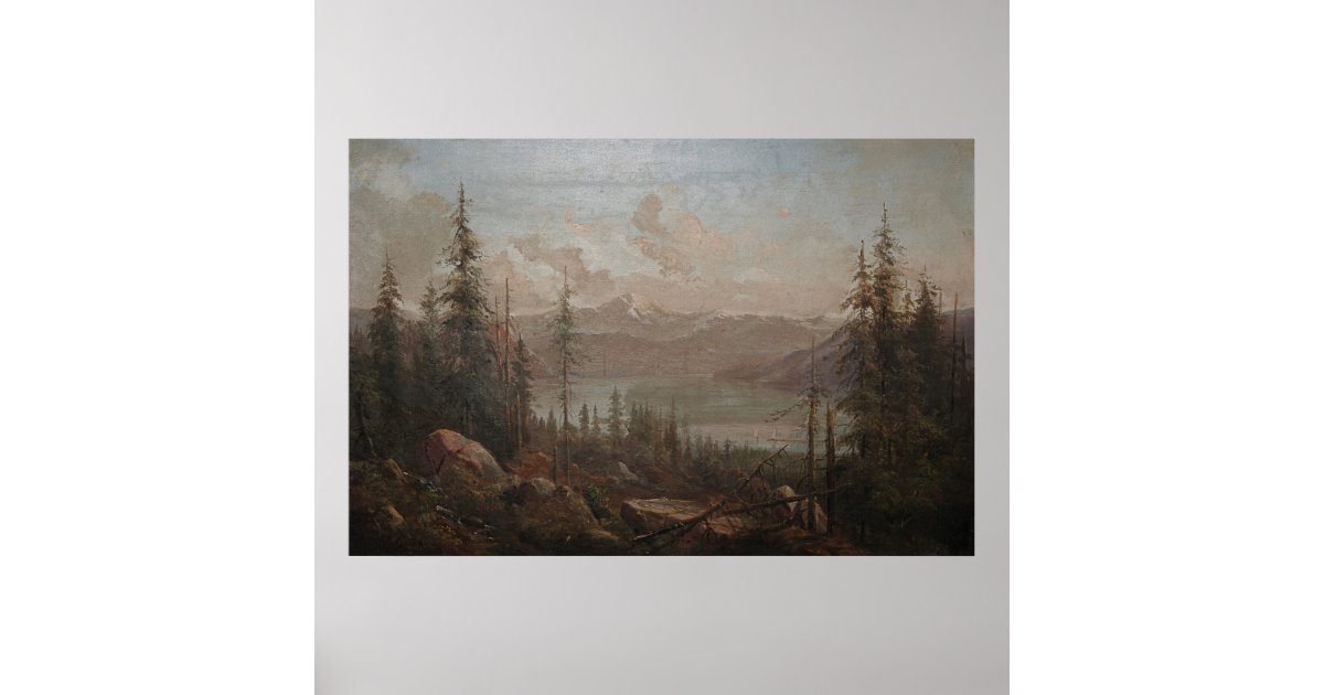 Mountain Landscape Vintage Painting Poster | Zazzle