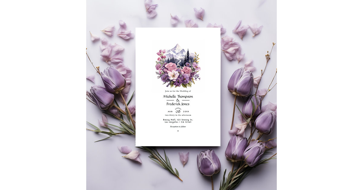 Mountain Mauve Floral Wedding Invitation | Zazzle
