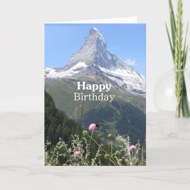 Mountain nature photography Happy Birthday card | Zazzle