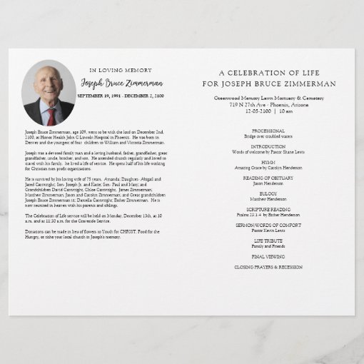 Mountain Photo Funeral Memorial Bifold Program | Zazzle