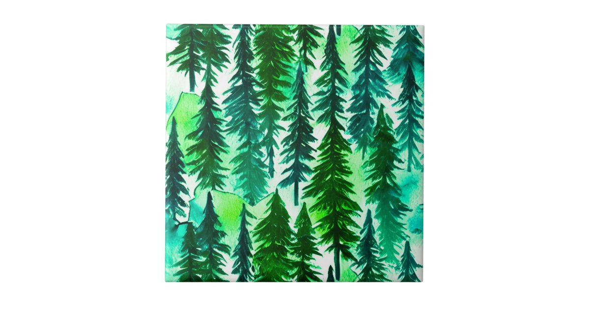 Mountain Pine Tree Forest Ceramic Tile | Zazzle
