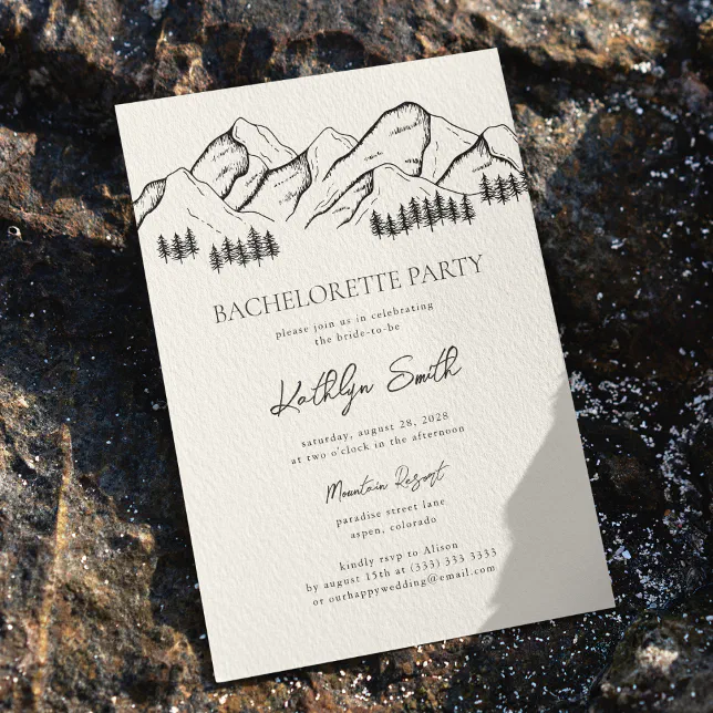 Mountain Pine Tree Outdoor Bachelorette Party Invitation | Zazzle