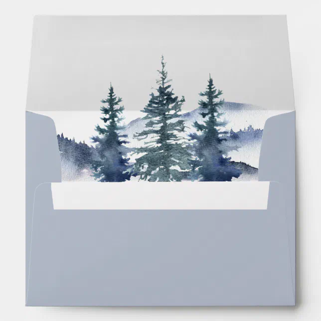 Mountain Pine Tree Wedding Envelope | Zazzle