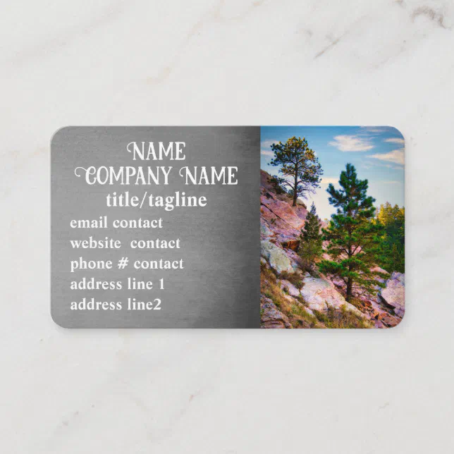 mountain pine trees nature photography custom business card | Zazzle