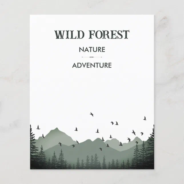 Mountain Range Coniferous Forest Pine Trees Birds Flyer | Zazzle