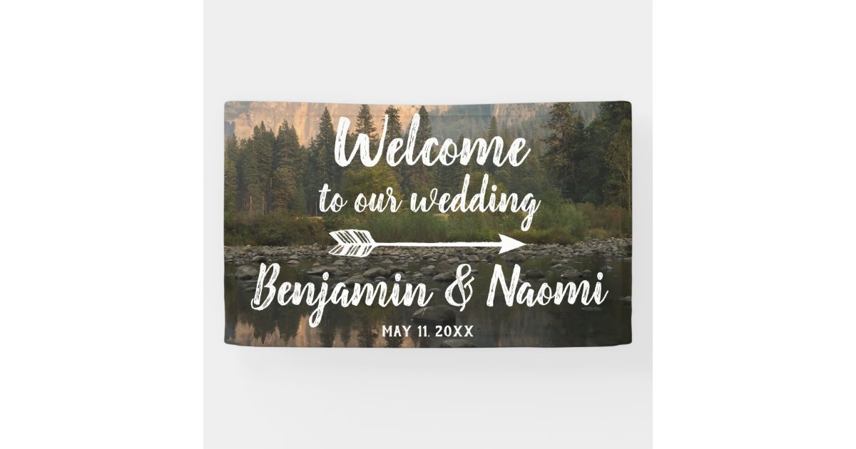 Mountain Reflection Wedding Welcome Banner | Zazzle