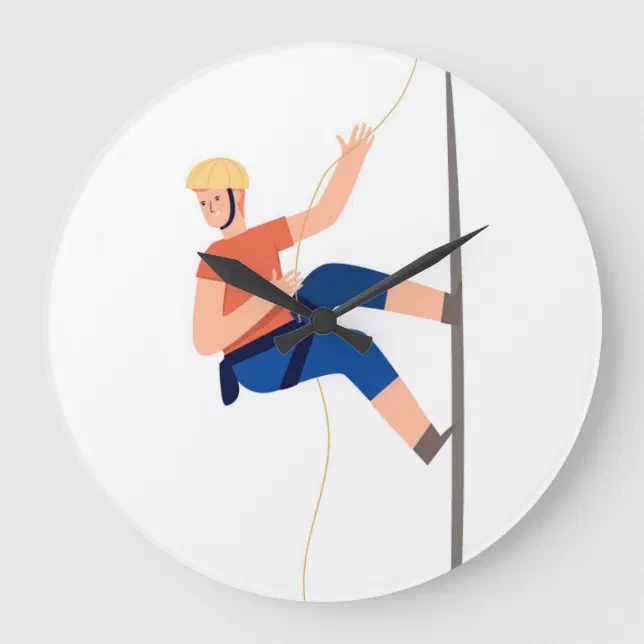 Mountain, Rock Climbing Fun Cartoon Sport Large Clock | Zazzle