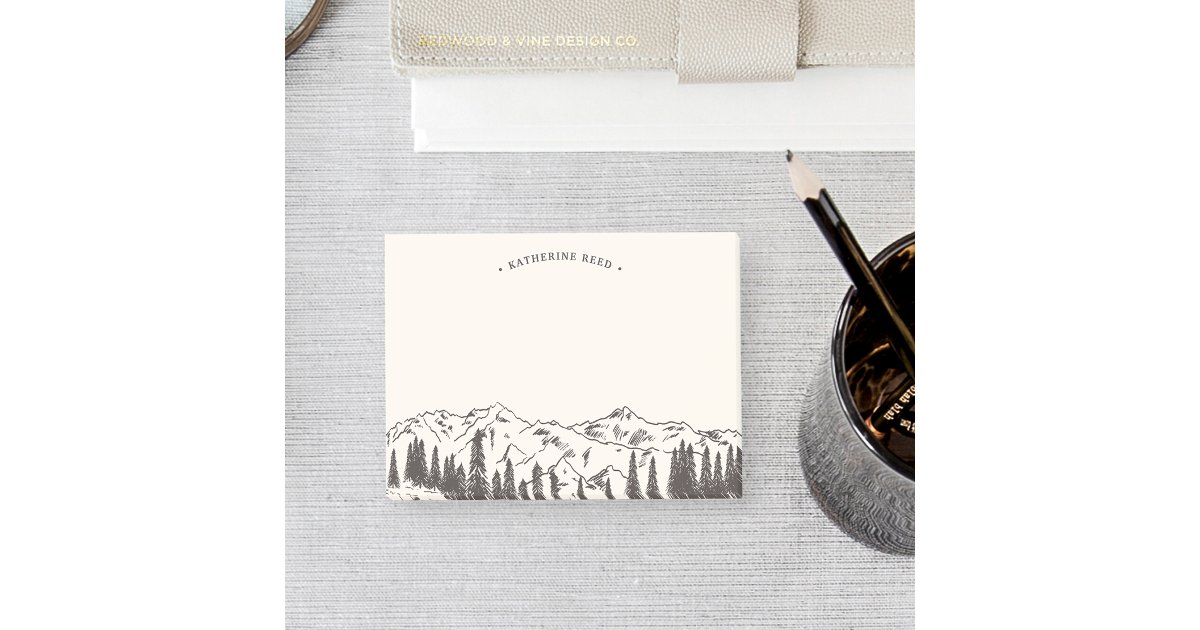 Mountain Sketch Personalized Post-it Notes | Zazzle