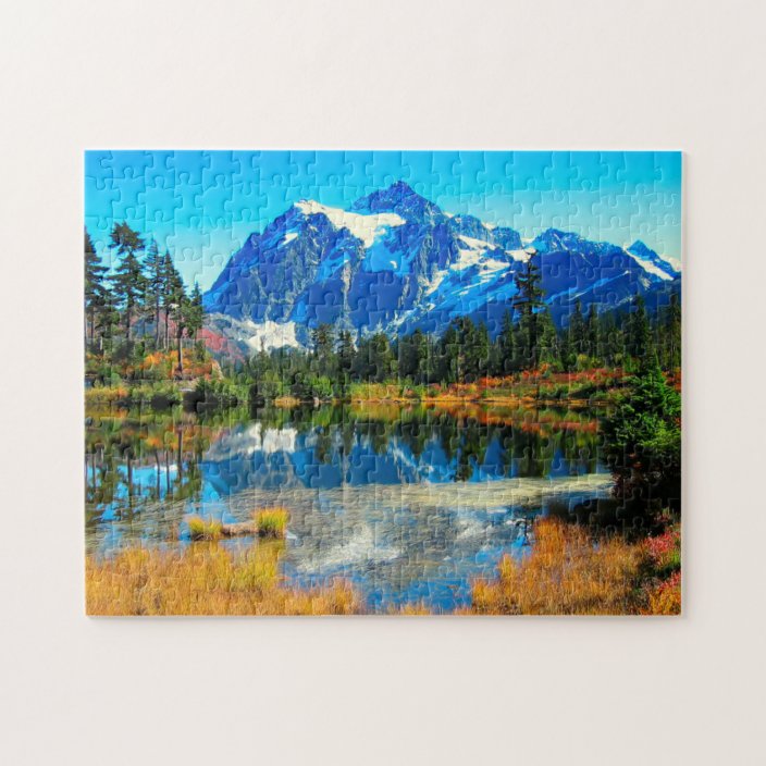 Mountain Sky Lake Scenic Photo Jigsaw Puzzle | Zazzle.com