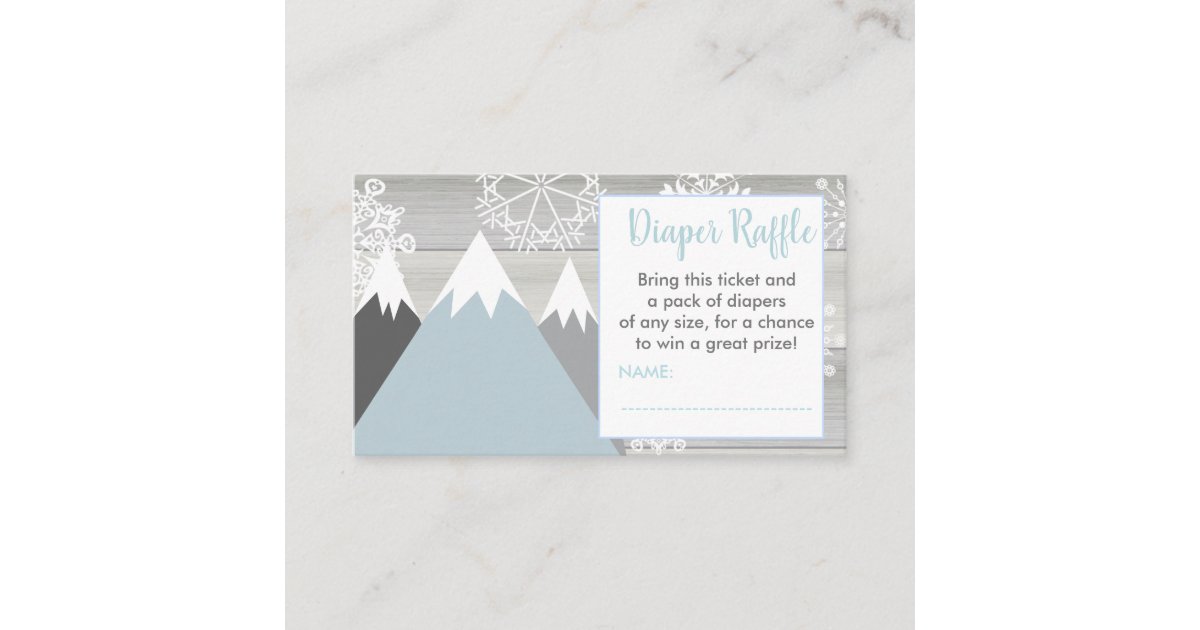 Mountain snowflake diaper raffle ticket rustic enclosure card | Zazzle