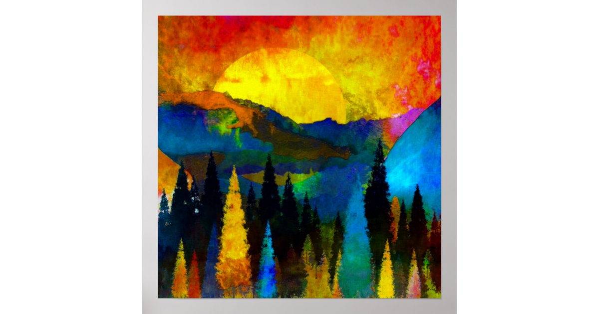 mountain sunset poster | Zazzle